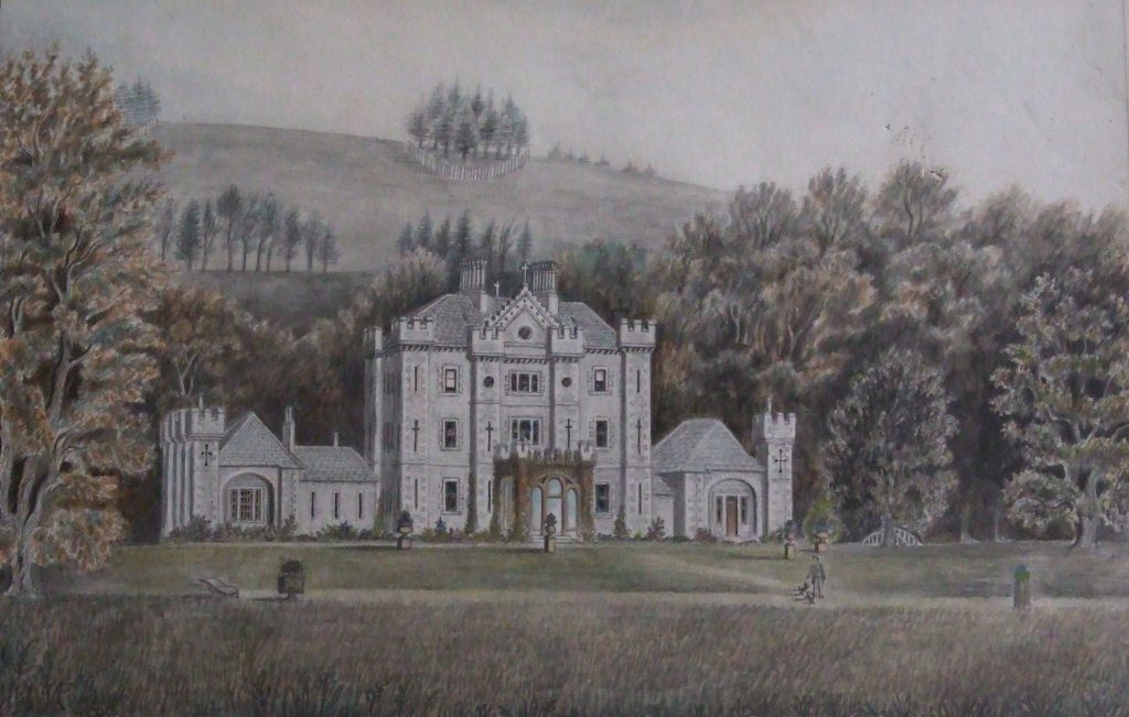 Stobs Castle painting 1867 - Stobs Military Camp Hawick Scottish Borders